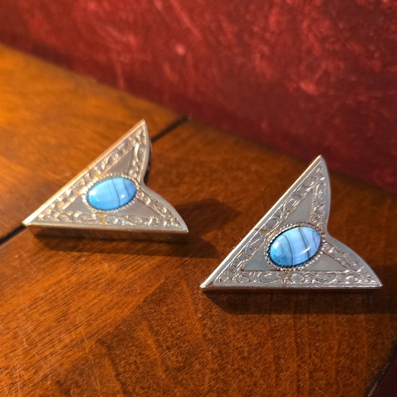 Accessories | Vintage Turquoisesilver Metal Western Style Collar Tips ...